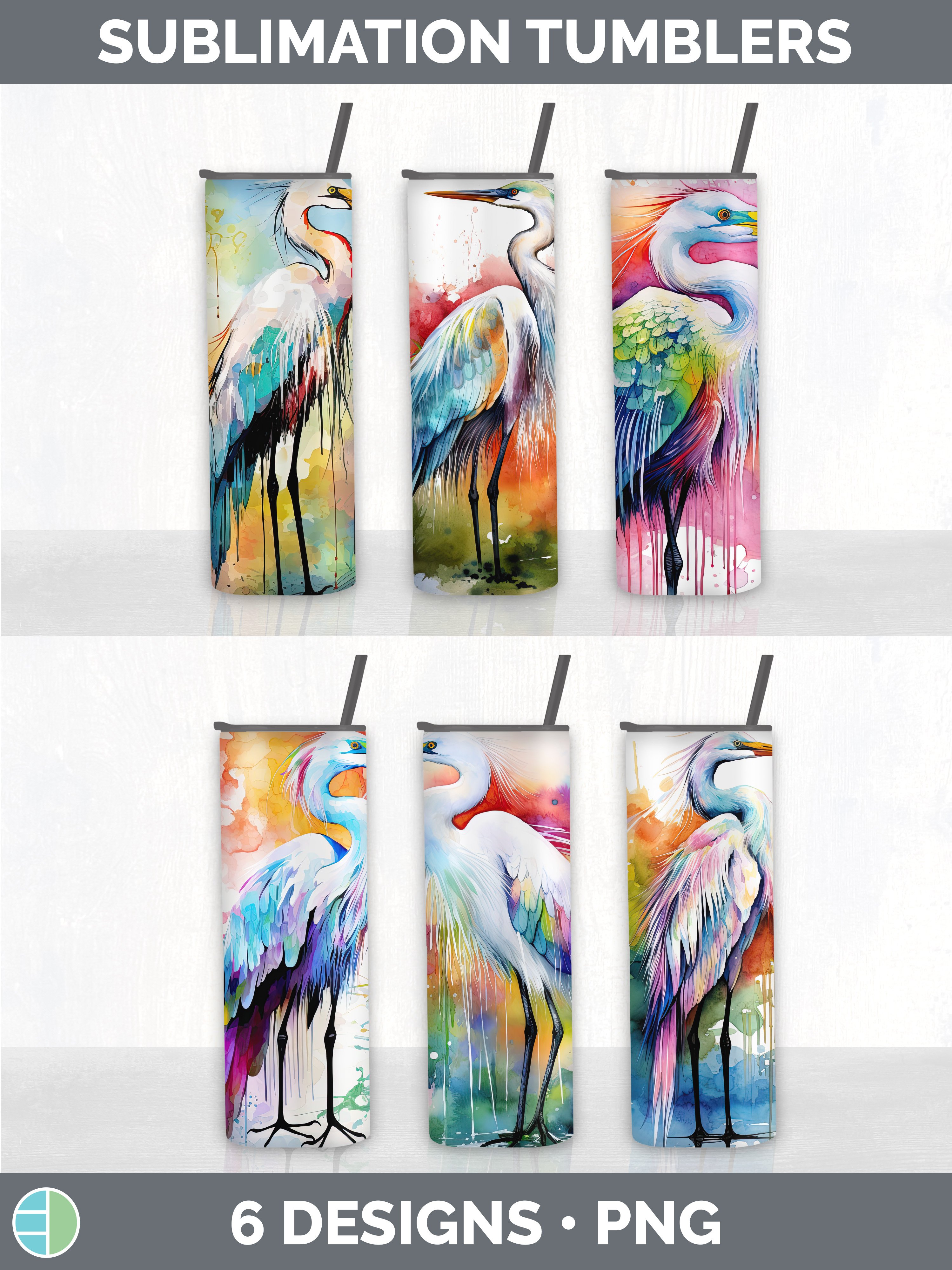 Rainbow Great Egret Bird Tumbler | Sublimation 20 oz Skinny