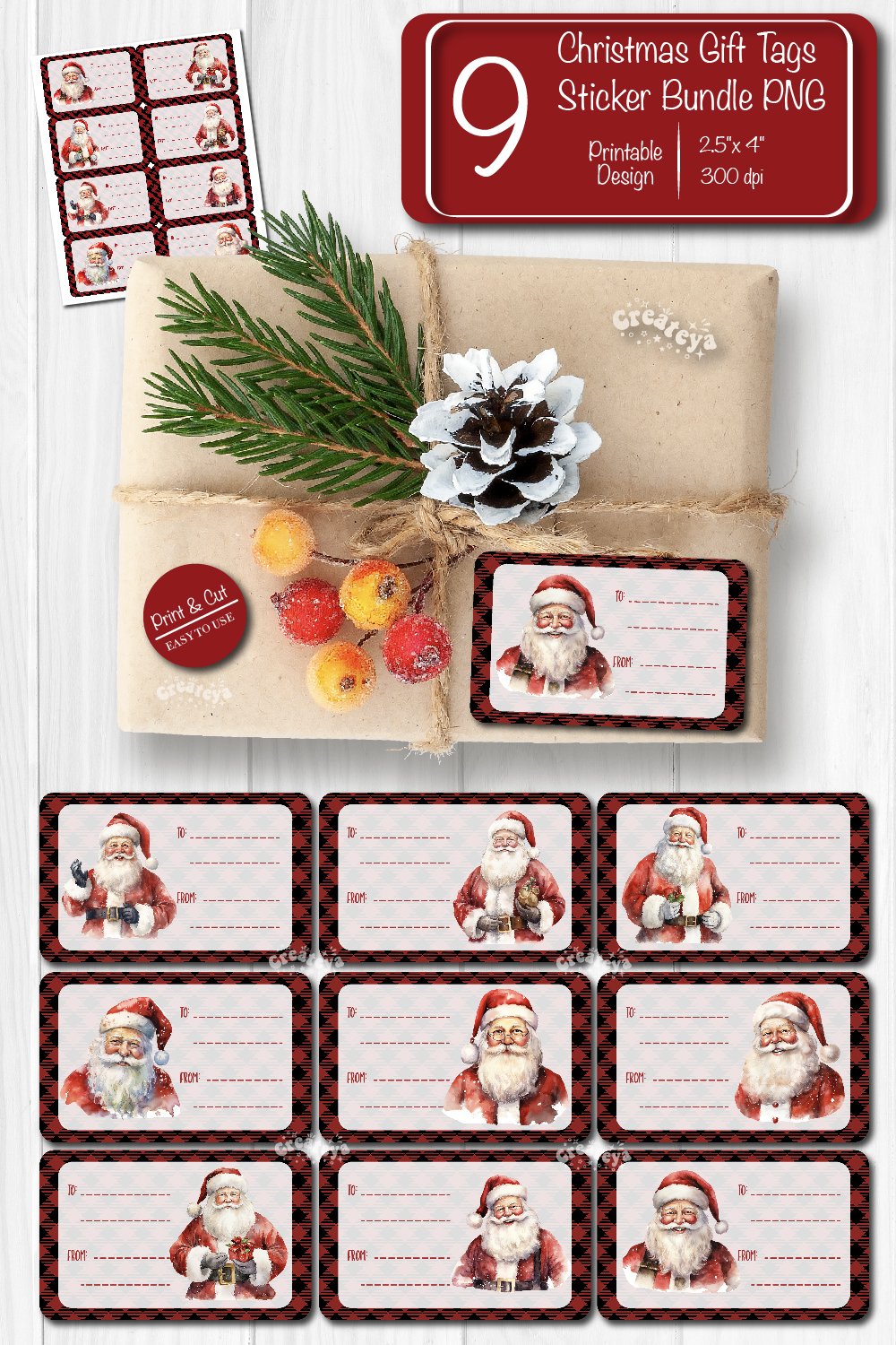 Christmas Gift Tag Stickers Bundle Christmas tag printable
