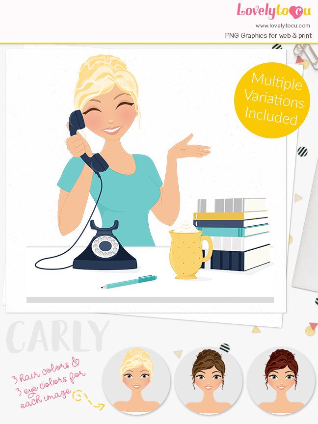 Chatty girl character clipart S015 Carly (556354) | Illustrations ...