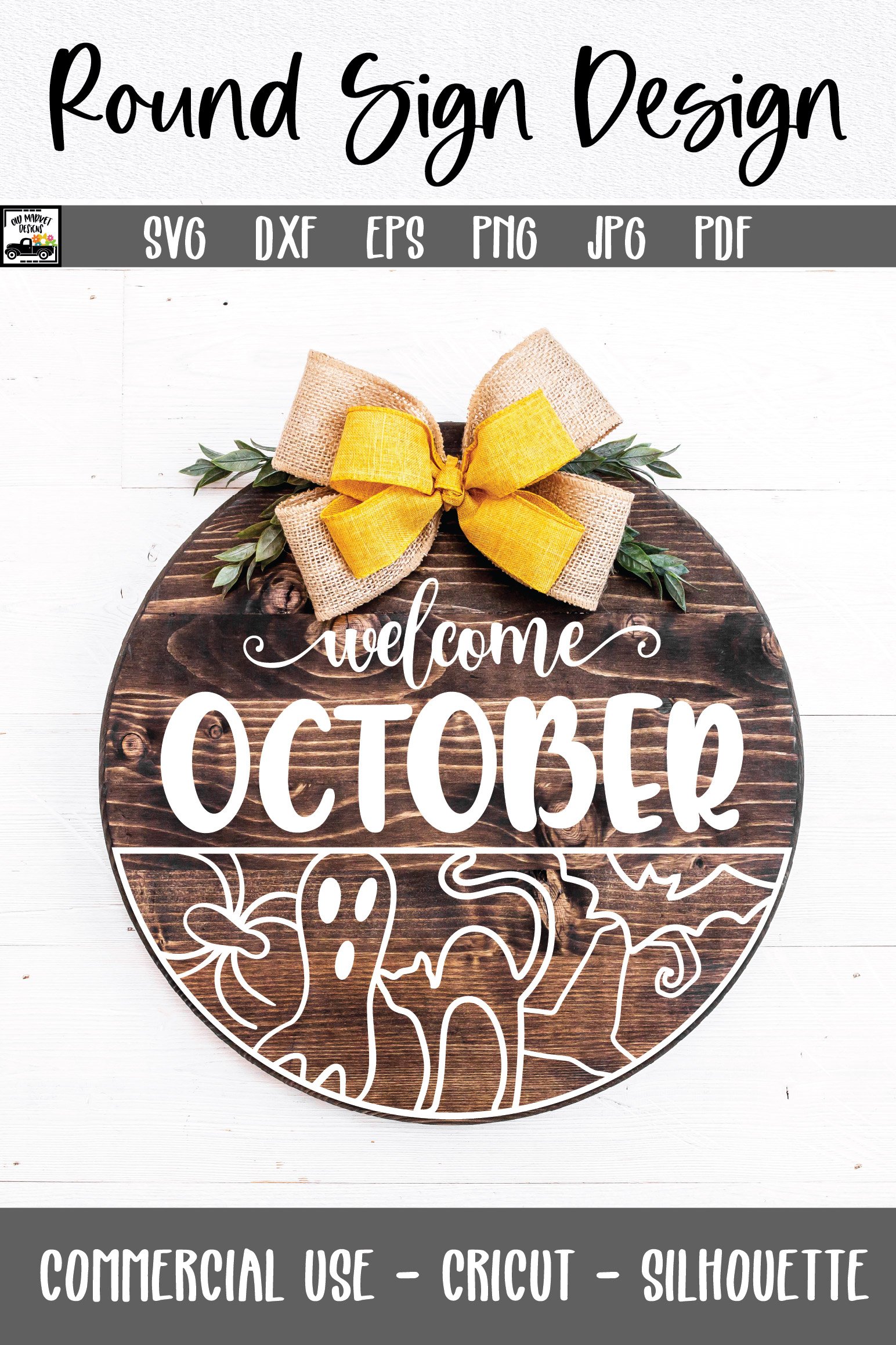 Welcome October SVG File | Round Door Sign SVG File