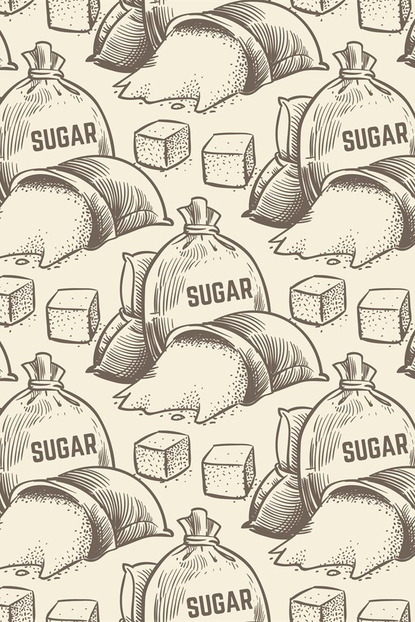 Hand drawn sugar background in sepia colors