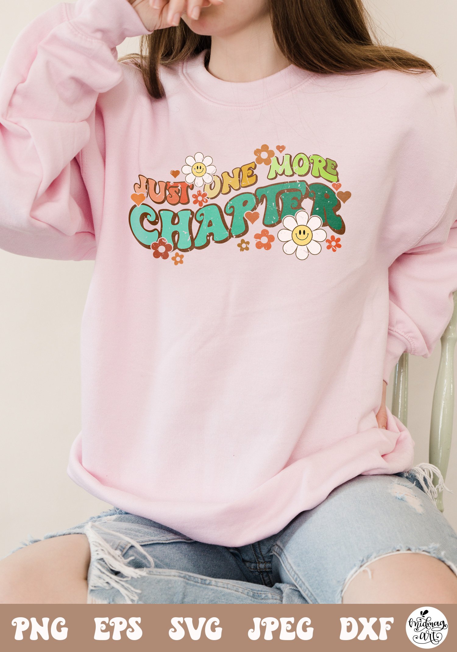 Just One More Chapter PNG, Boho Book Sublimation Design