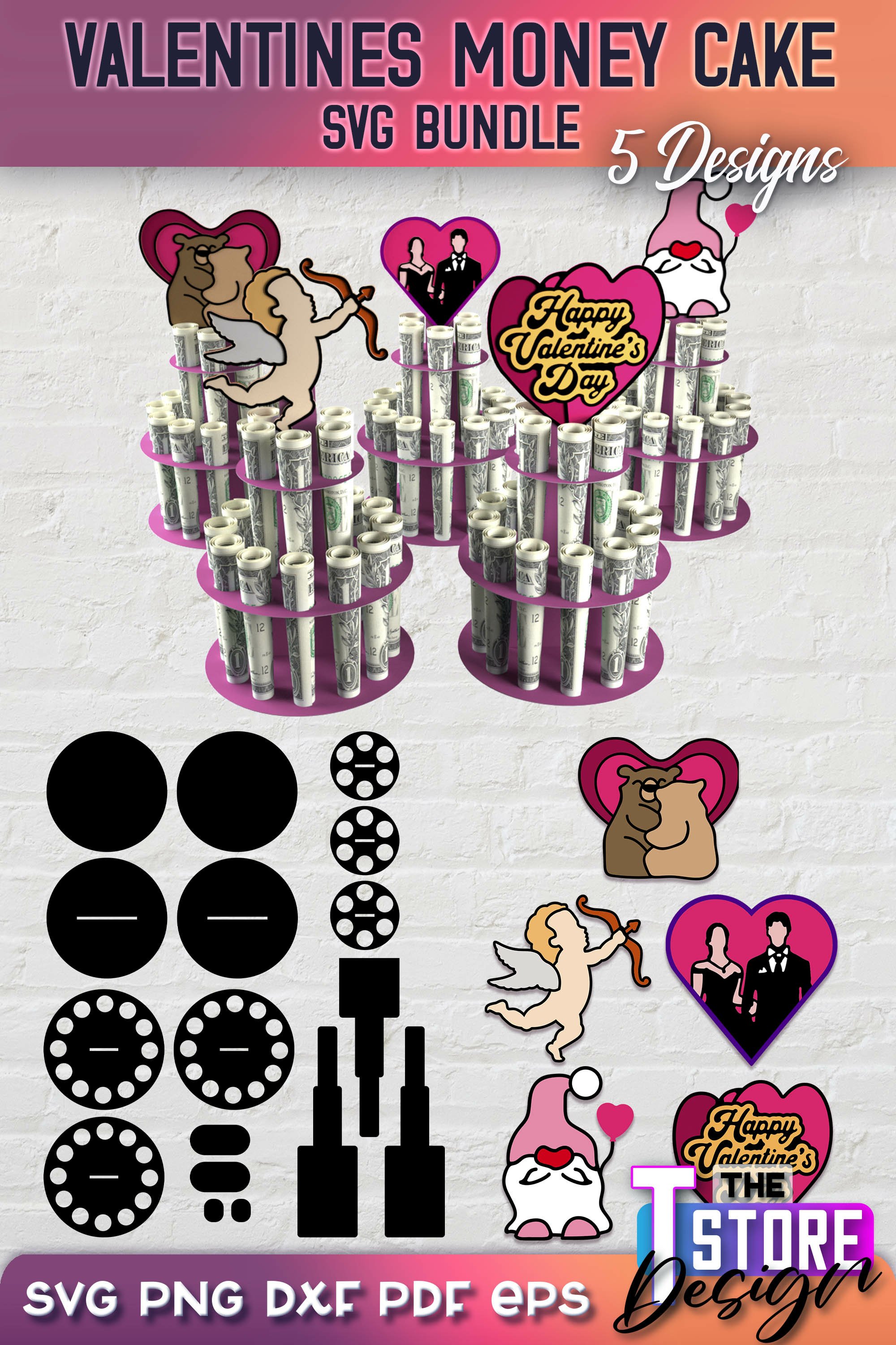 Valentines Money Cake SVG | Money Holder SVG Design | Love