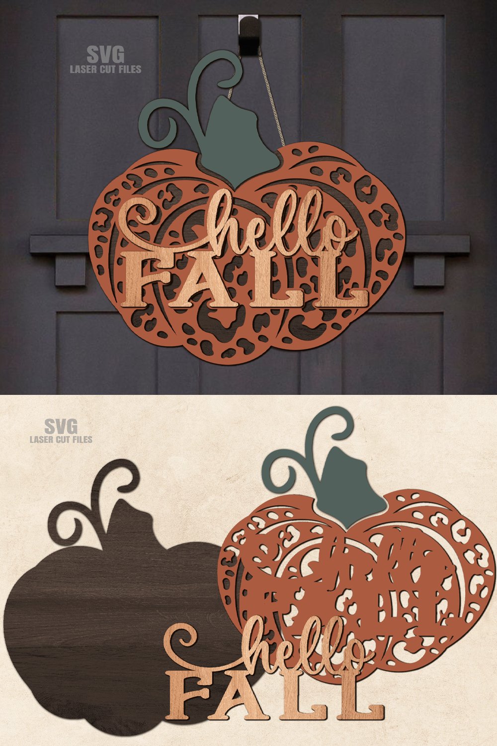 Hello Fall SVG Laser Cut Files | Pumpkin SVG Welcome Sign
