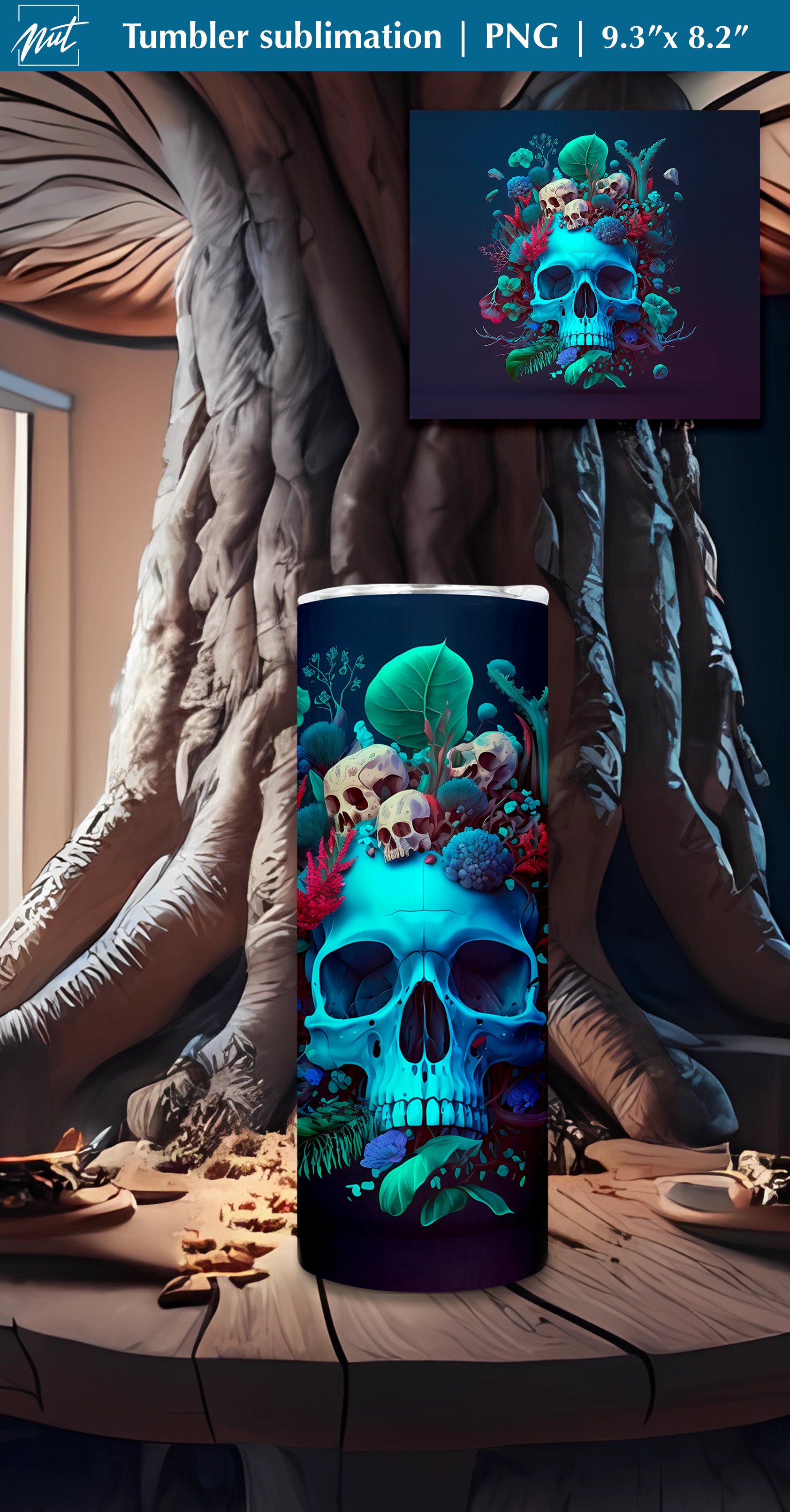 Skull tumbler dark sublimation Halloween tumbler (2550941)