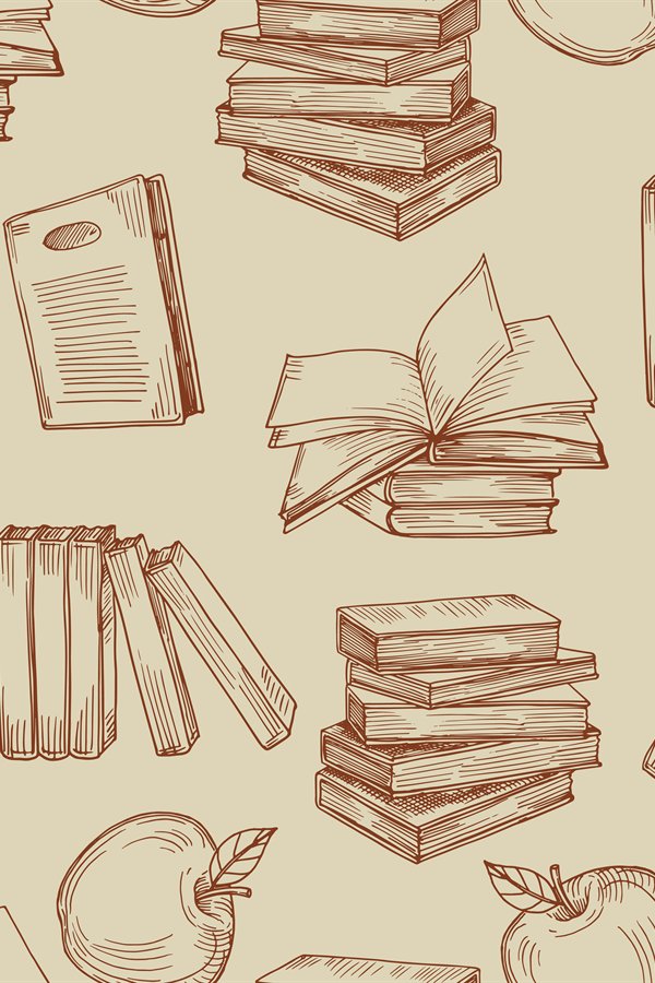Sketch vintage books seamless pattern or background