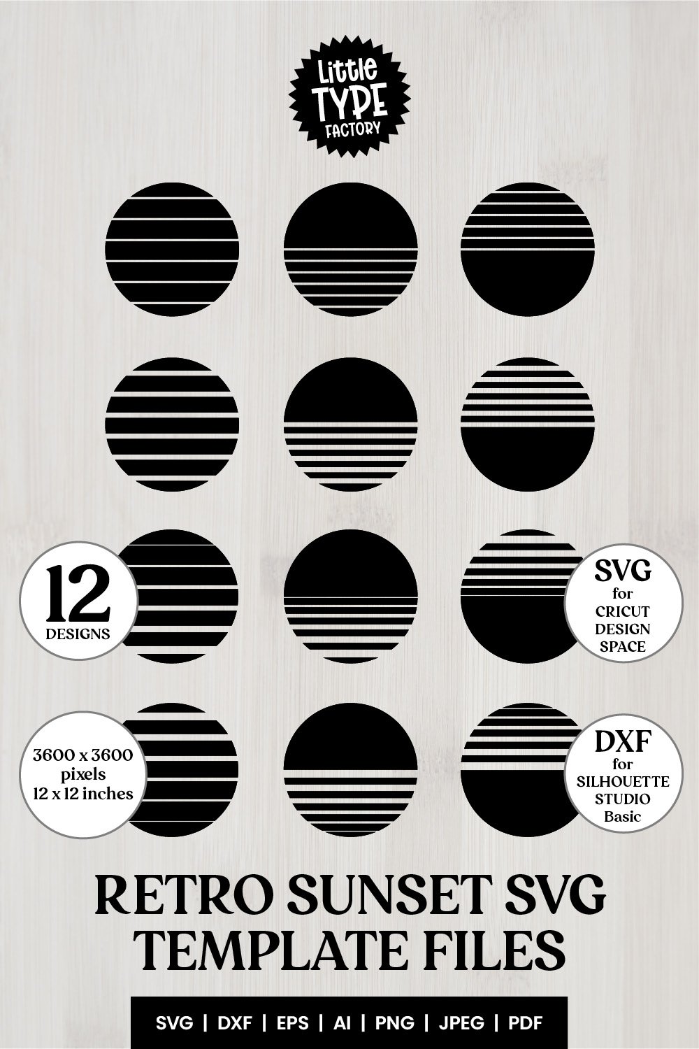 RETRO SUNSET SVG Templates for Cricut & Silhouette