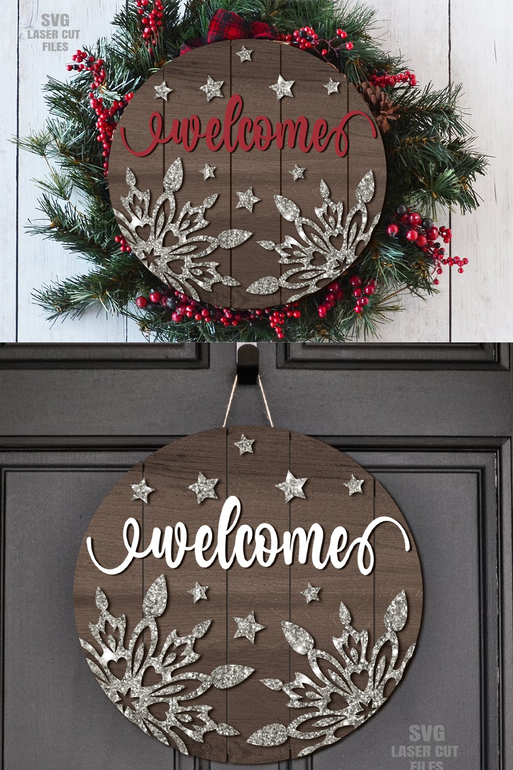 Snowflake Welcome Sign SVG Laser Cut Files | Christmas SVG