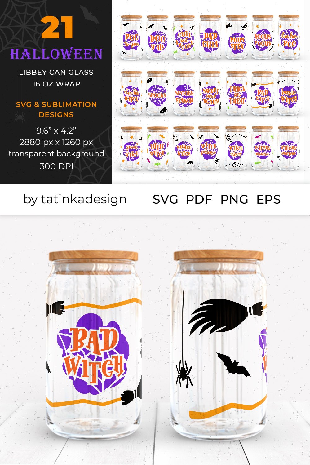 16 oz Halloween can glass wrap SVG bundle | Can glass quotes
