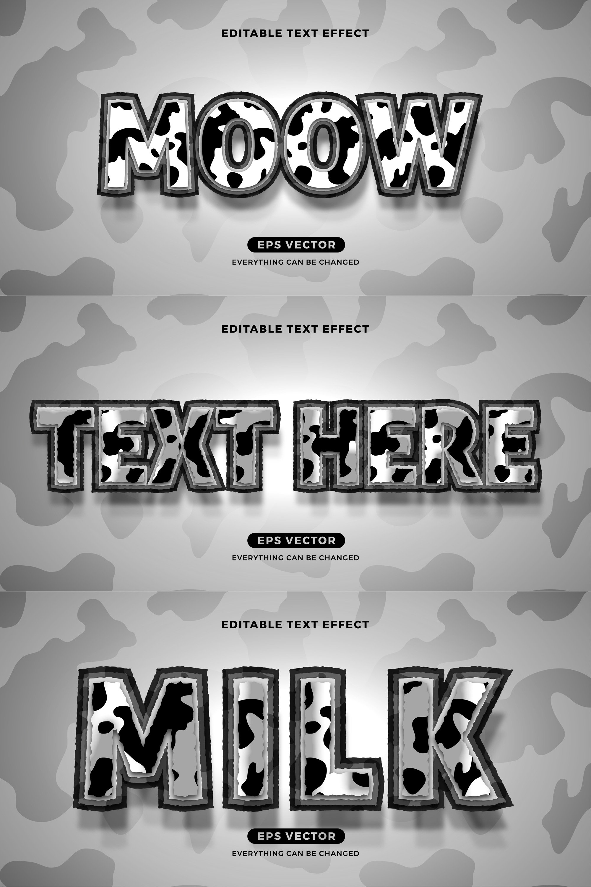 Cow editable text effect vector template