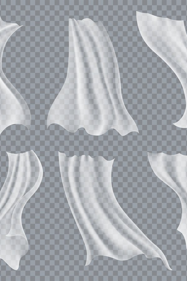 Flying white curtains on