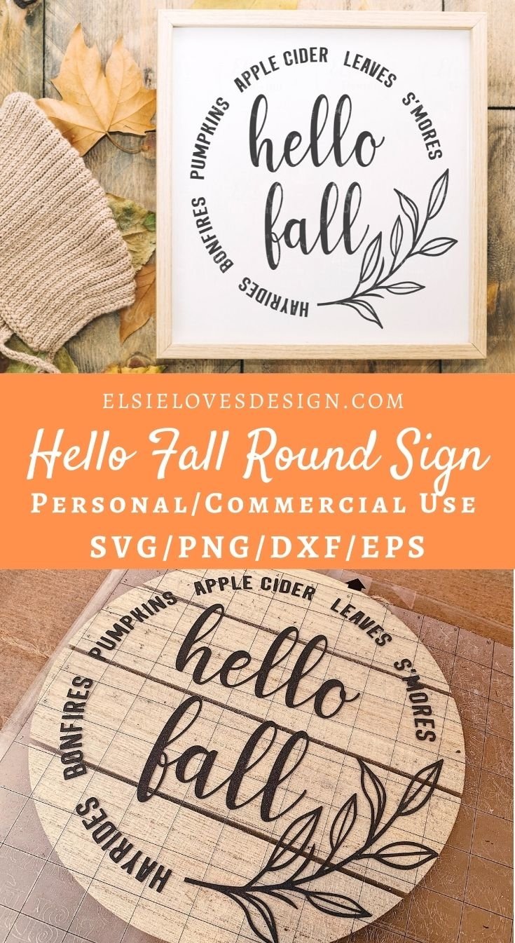 Hello Fall Round Sign SVG Cut Files