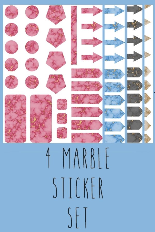 4 marble stickers sheet