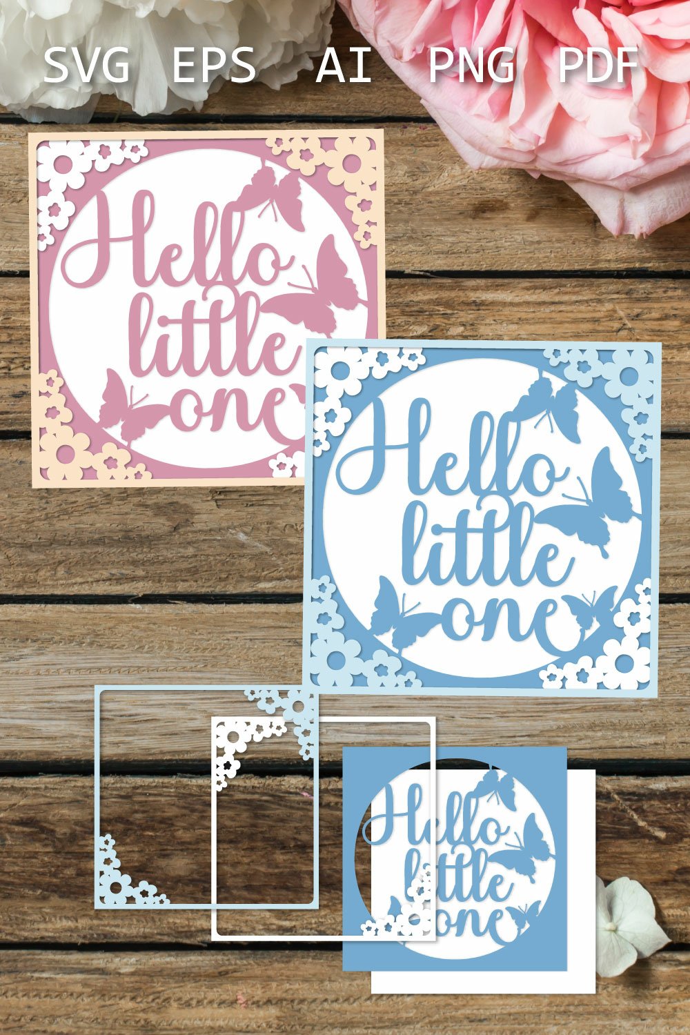 Hello little one 3D layered paper cut card, New baby card