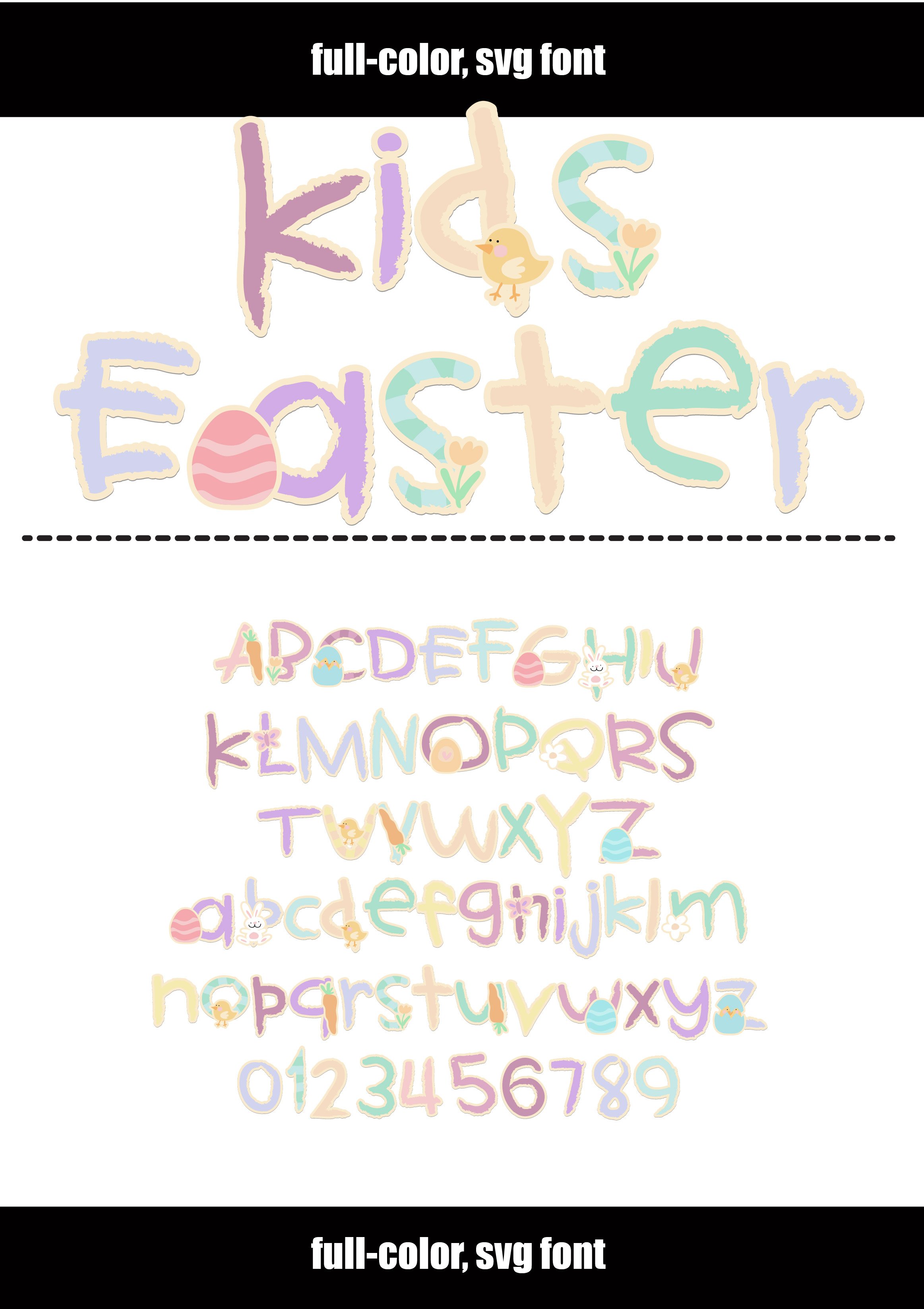 Full Color SVG Pastel kids Easter font