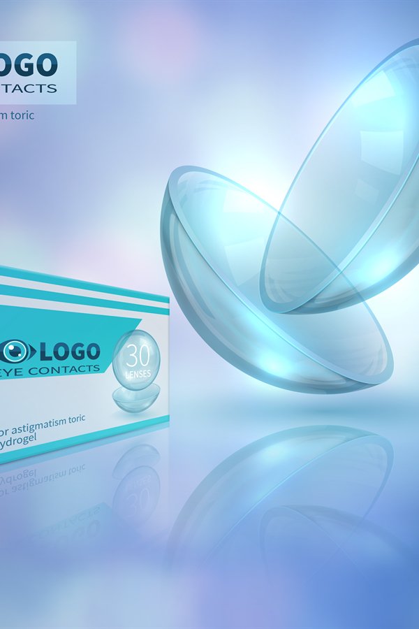 Contact eye lens vector 3d concept for optical shop