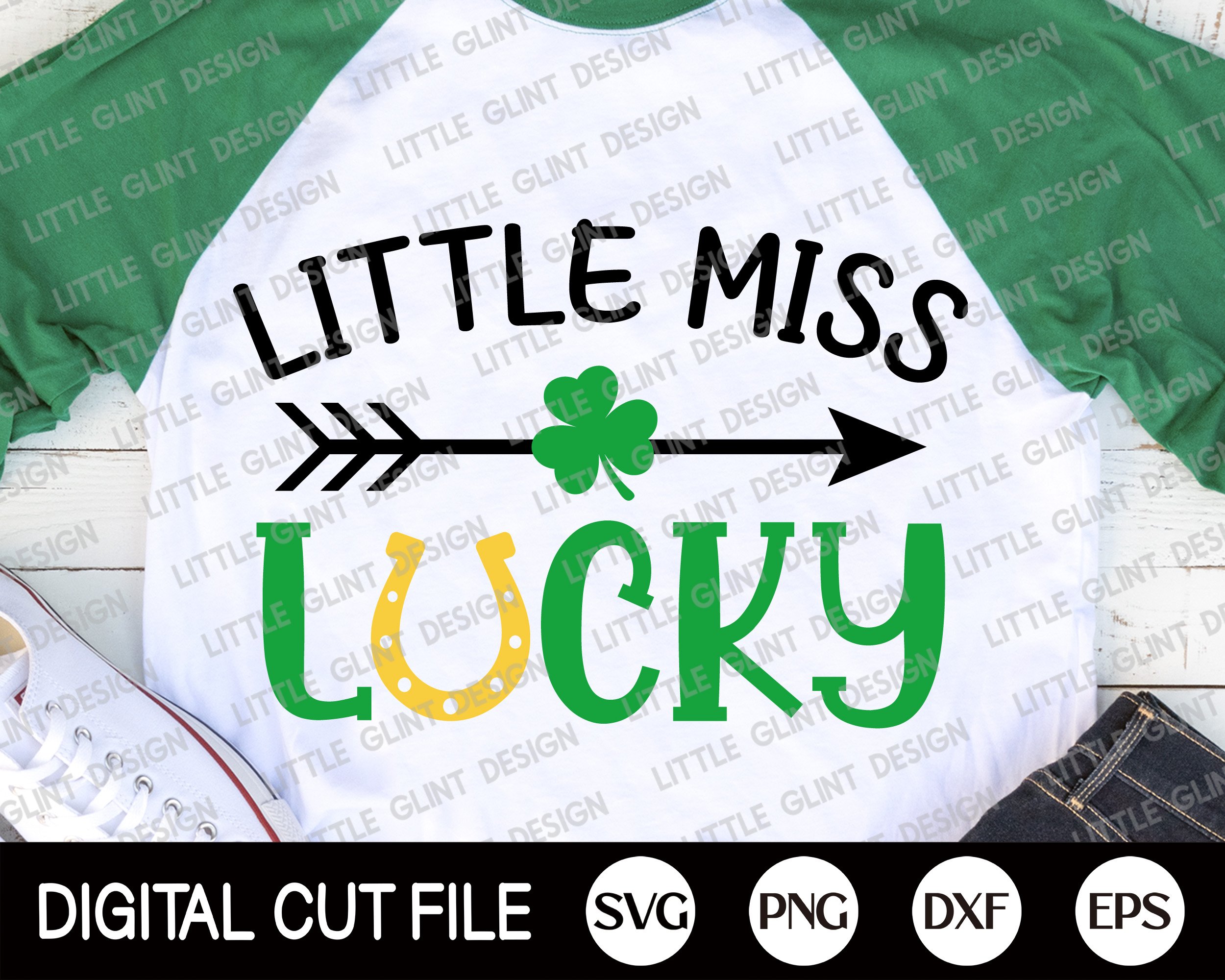 St Patricks Day Svg, Shamrock Svg, Clover Little Miss Lucky