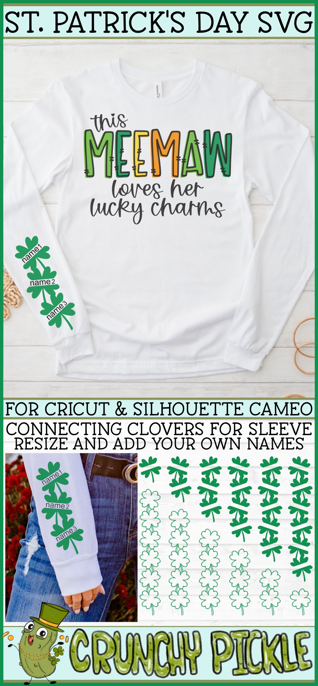 This Meemaw Loves Her Lucky Charms on Sleeve SVG File