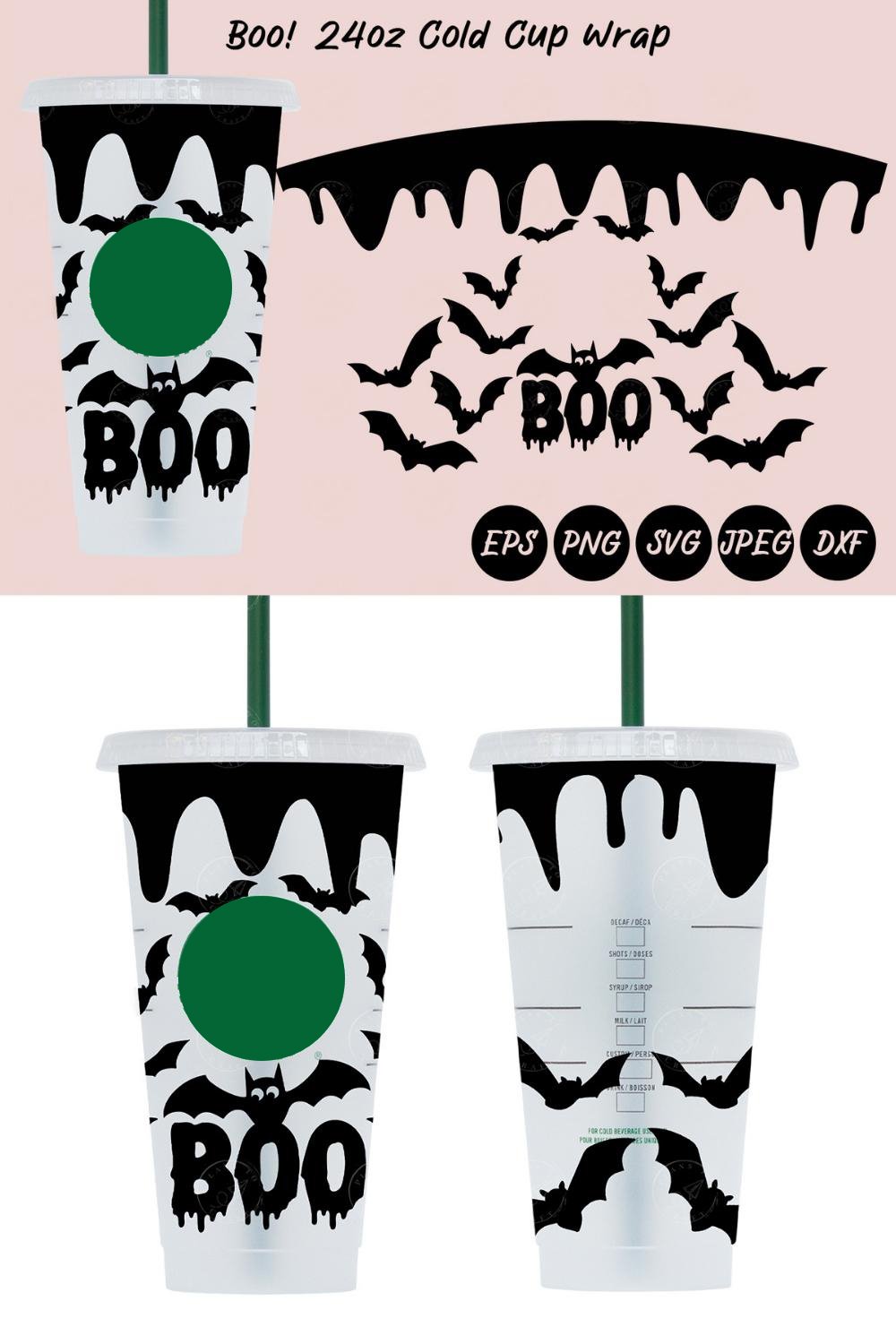 Boo! Halloween 24oz Cold Cup Wrap SVG