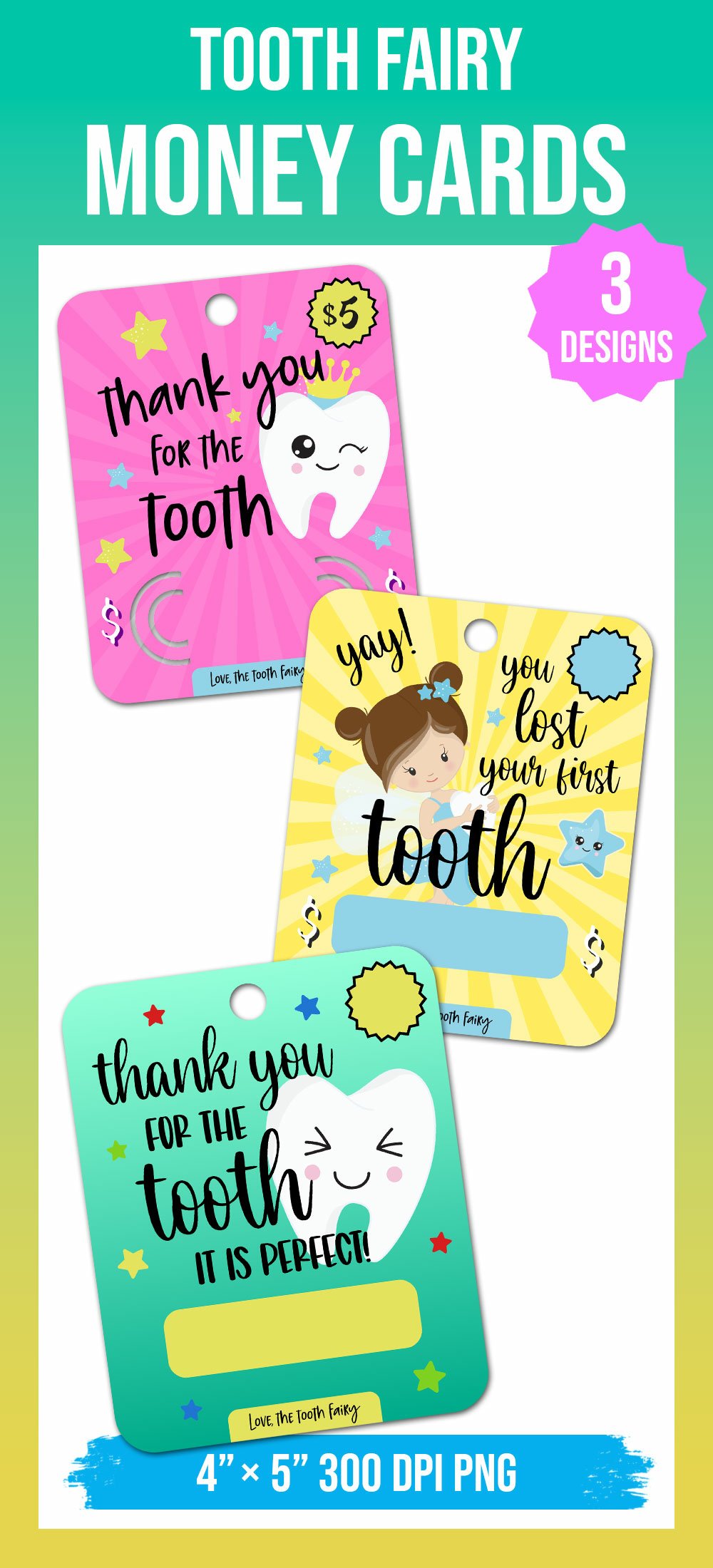 Tooth Fairy Money Card Bundle | 3 Tooth Fairy (1989692)