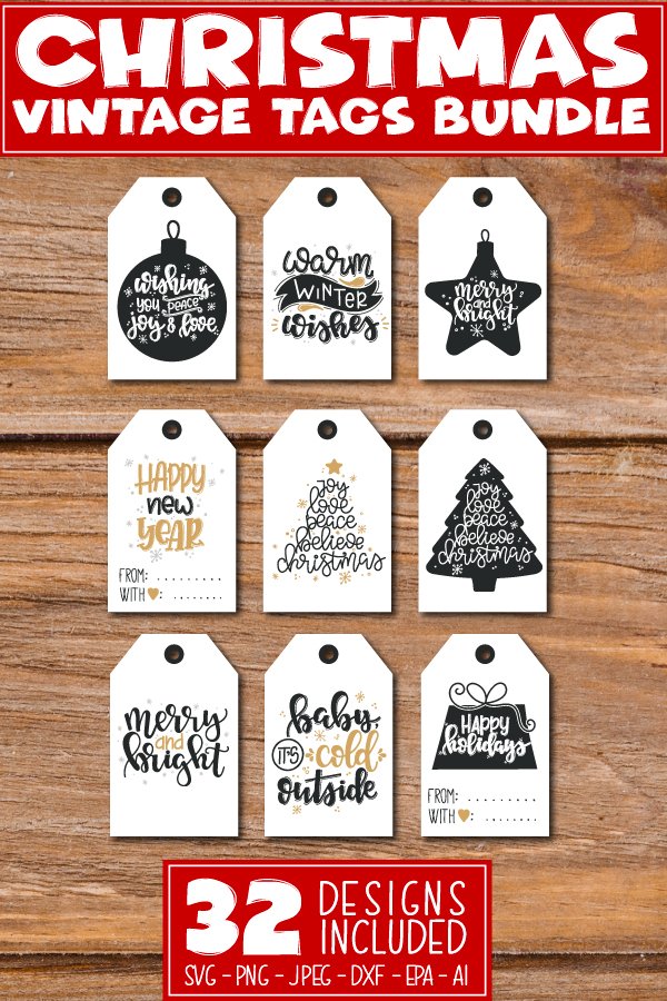 Christmas Tags Bundle - Print and Cut Gift (1619869)