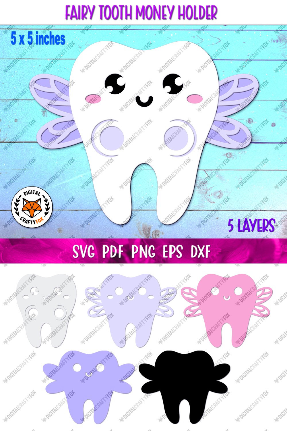 Tooth Fairy Money Holder SVG, Money Card Template SVG