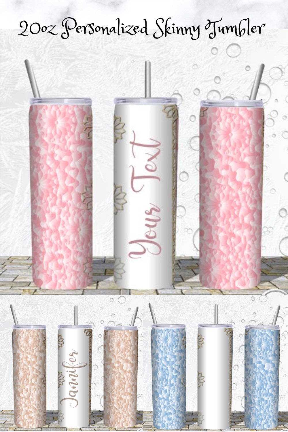 Personalized 20 Oz Skinny Tumbler. Add Your Text Tumbler