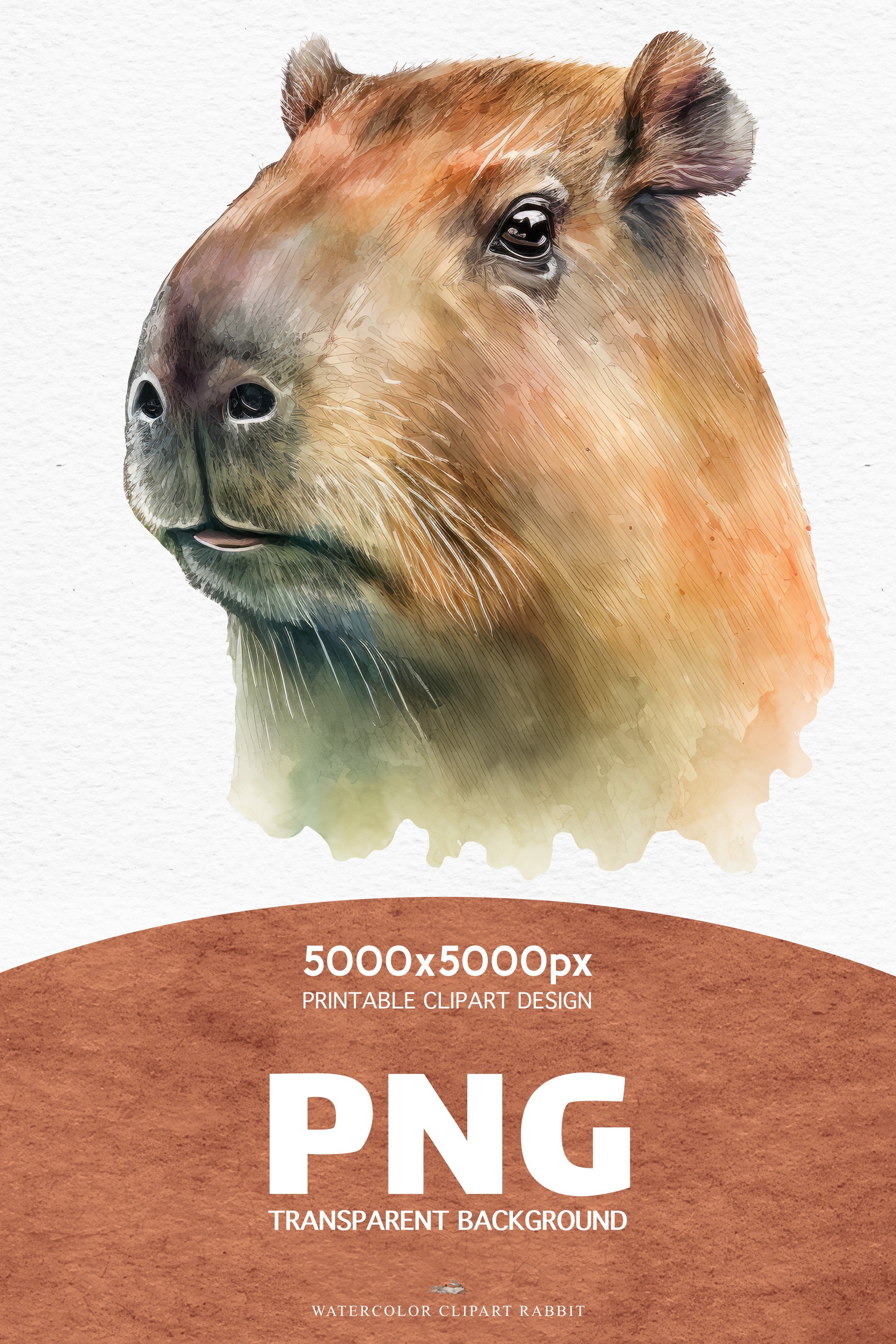 Watercolor Capybara Forest Animals Clipart PNG Illustration