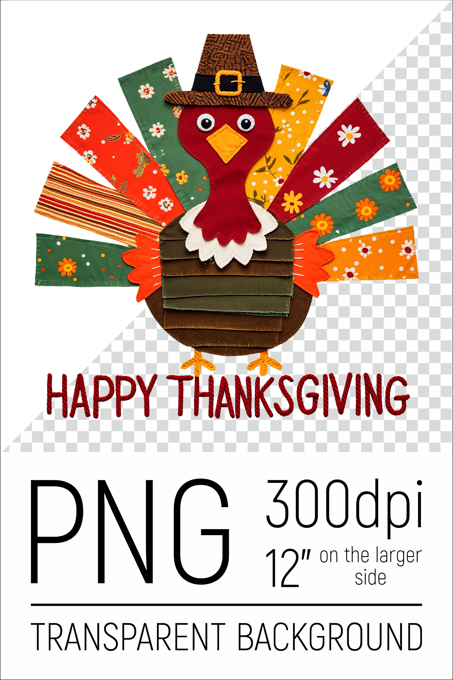 Thanksgiving Turkey Patchwork Clipart