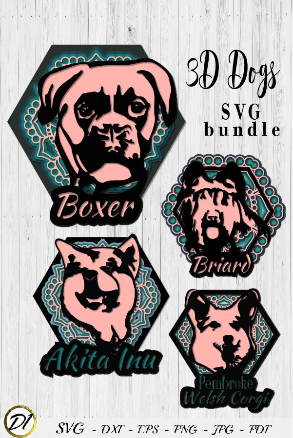 3D layered bundle Dogs. Bundle Dog SVG.