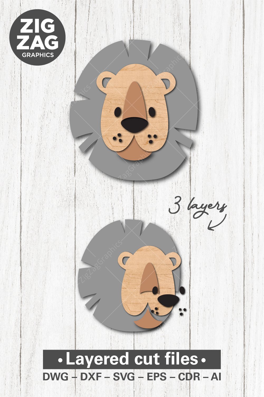 3D Layered Lion SVG svg cut file