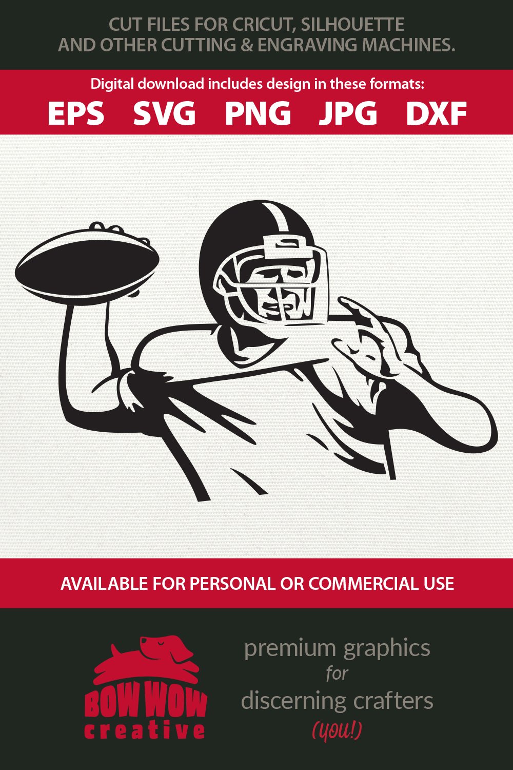 Football Quarterback Throwing Football SVG Cut File Clipart