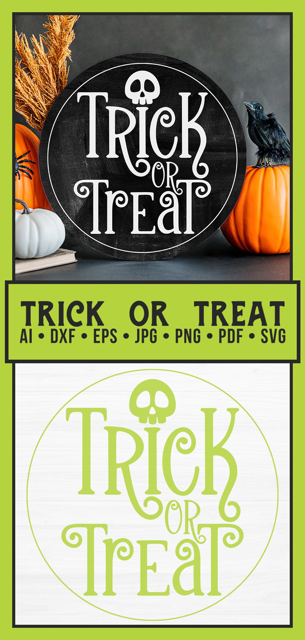 Trick or Treat Round Ornament Sign SVG