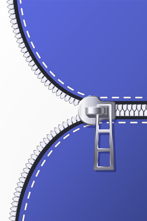 Unzip background. Unlock zipper, open clothing zip and unbut