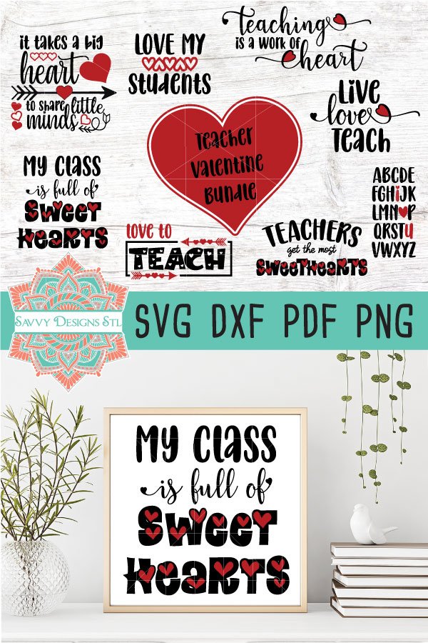 Teacher Valentine's Day Cut File Bundle