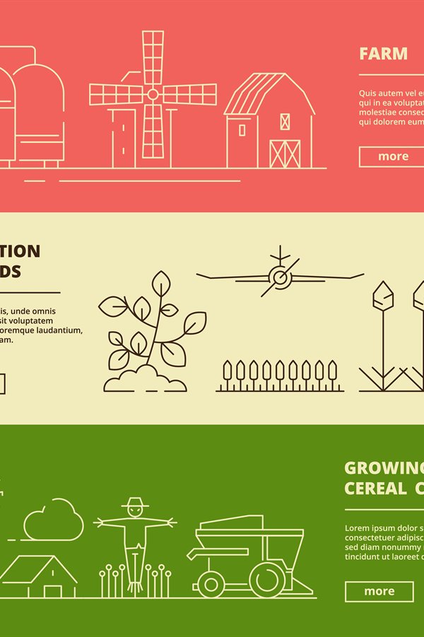 Farm symbols banners. Field wheat nature village and agricul