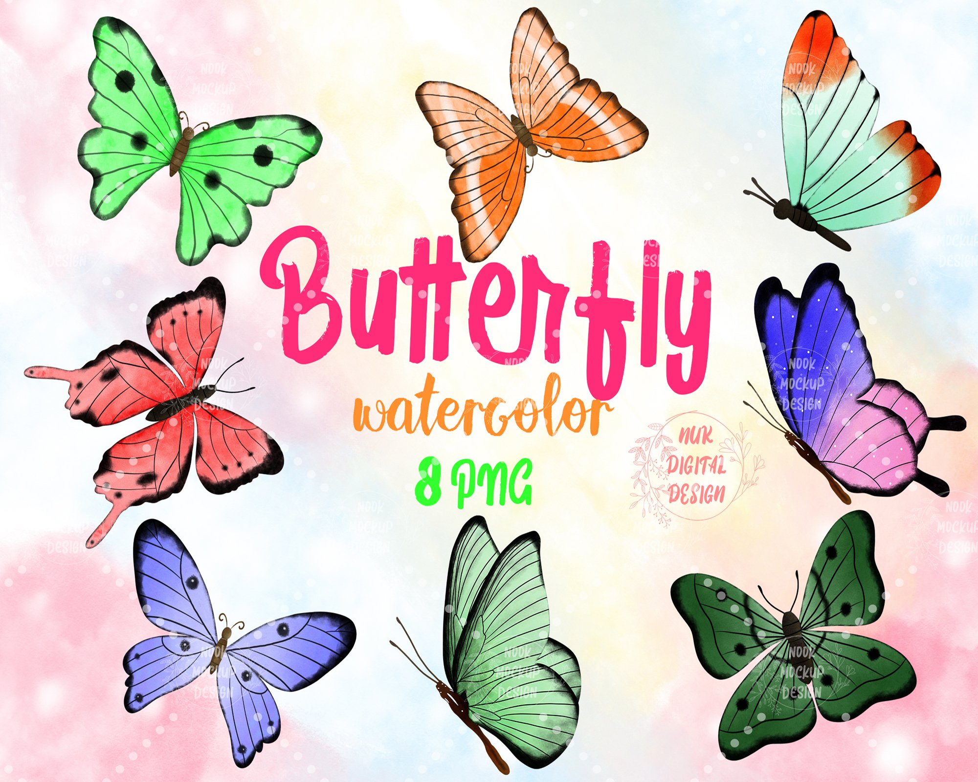 Butterfly Watercolor Clip Art 8 PNG