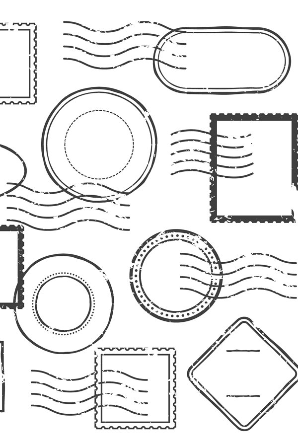 Postal Letter With Postmark Stamps Black Postage Of Various postal-letter-with-postmark-stamps-black-postage-of-various