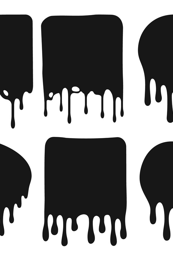 Black dripping frames. Flowing dark fluid or liquid with pai