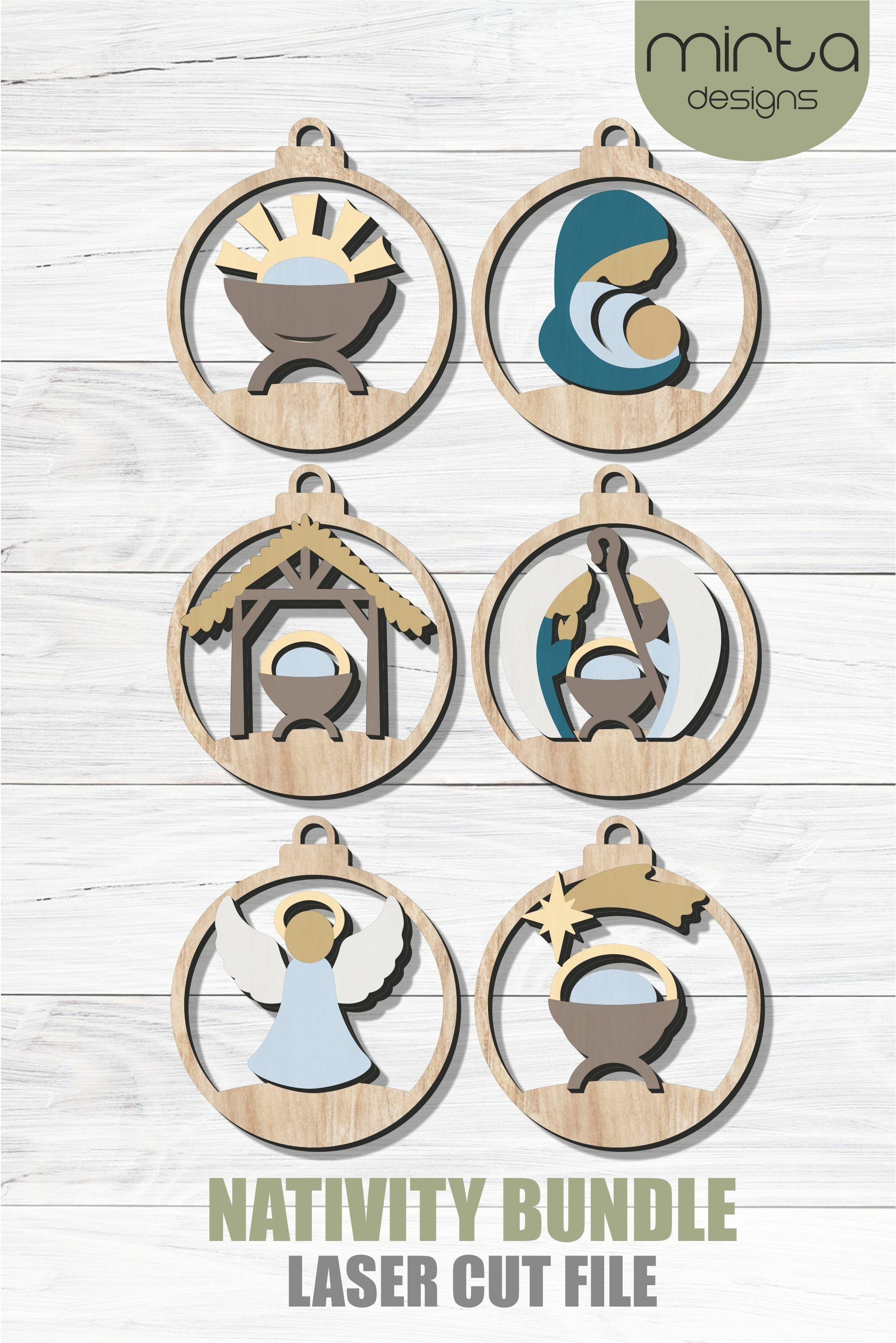 nativity christmas ornament bundle, personalized ornaments