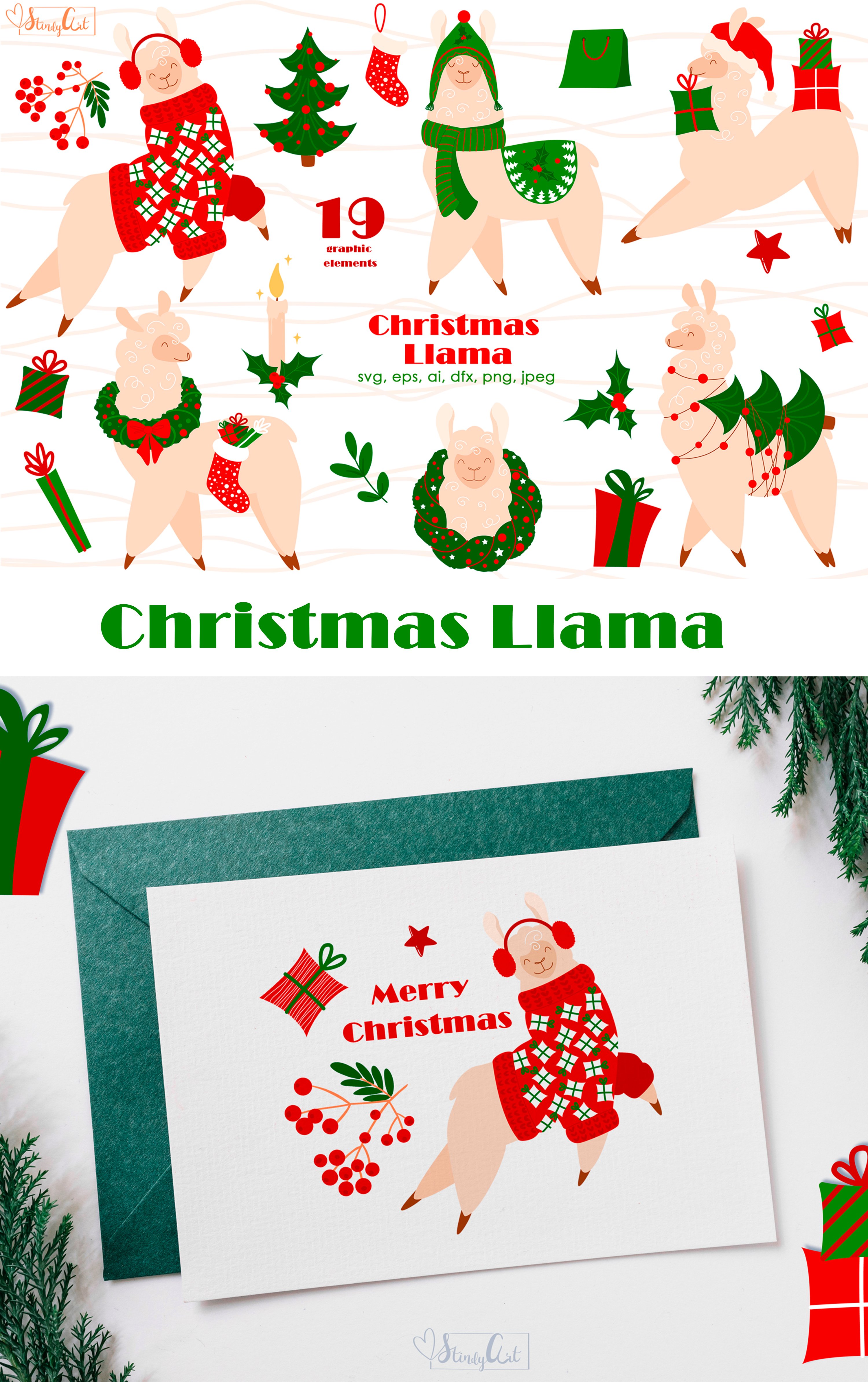 Cute Llama svg cut files bundle for Christmas designs