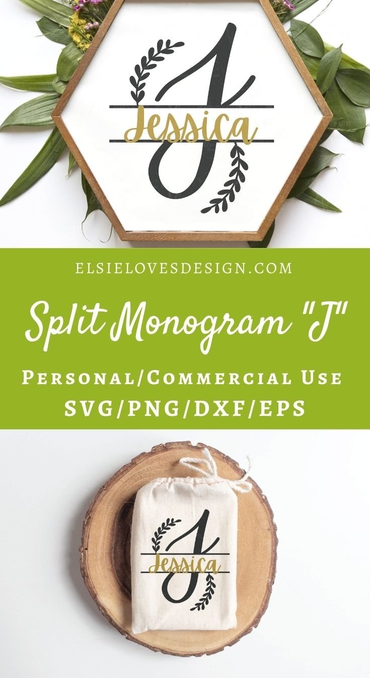 Handlettered Split Monogram J SVG Cut Files