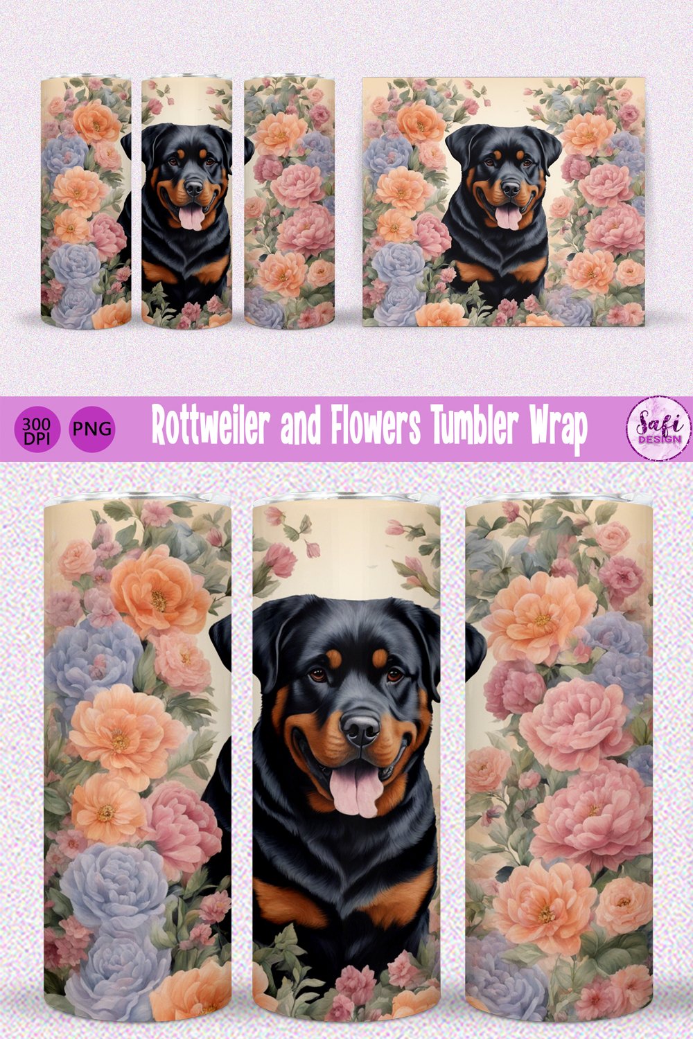 Rottweiler Skinny Tumbler Sublimation Wrap