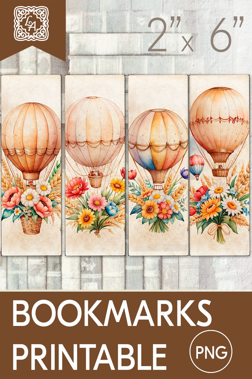 Vintage Hot Air Balloon Printable Bookmark