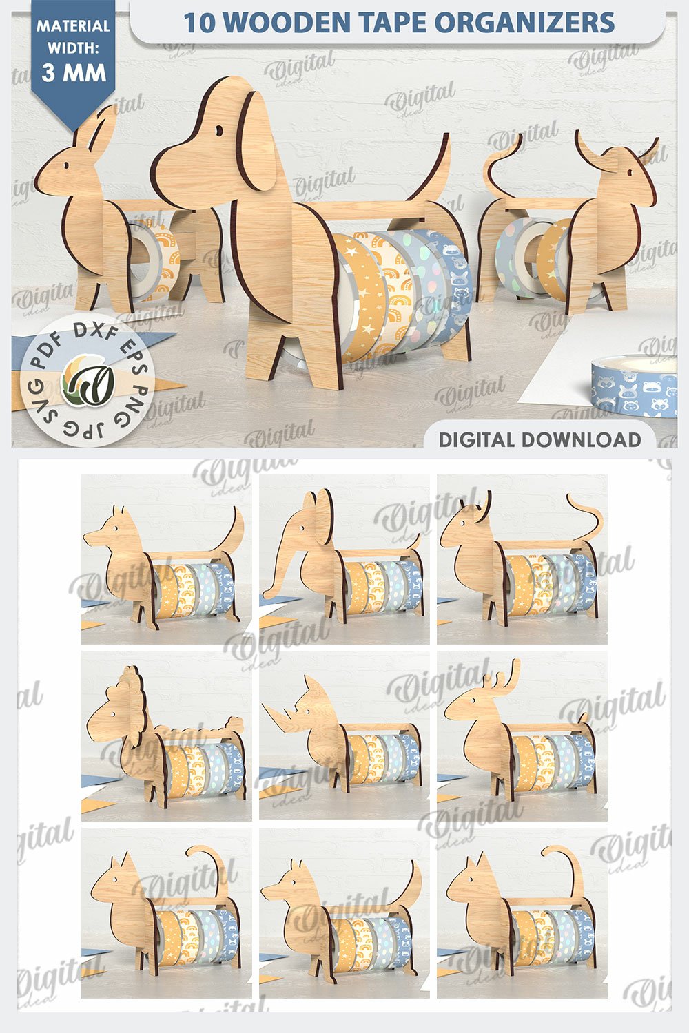 Wooden Tape Organizers Laser Cut Bundle. Tape Holders SVG