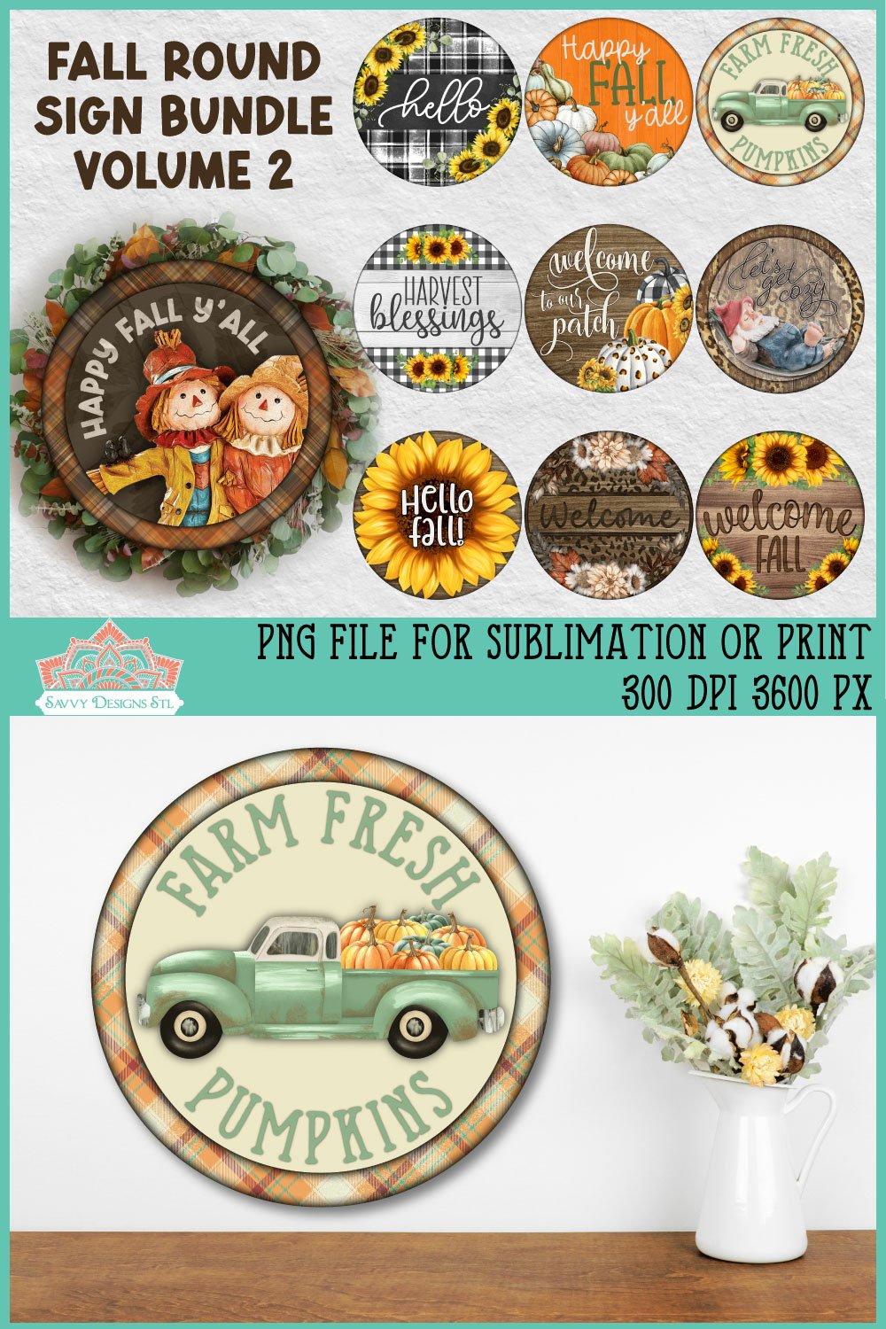 Fall Round Sign Bundle Vol 2 | Autumn Sublimation