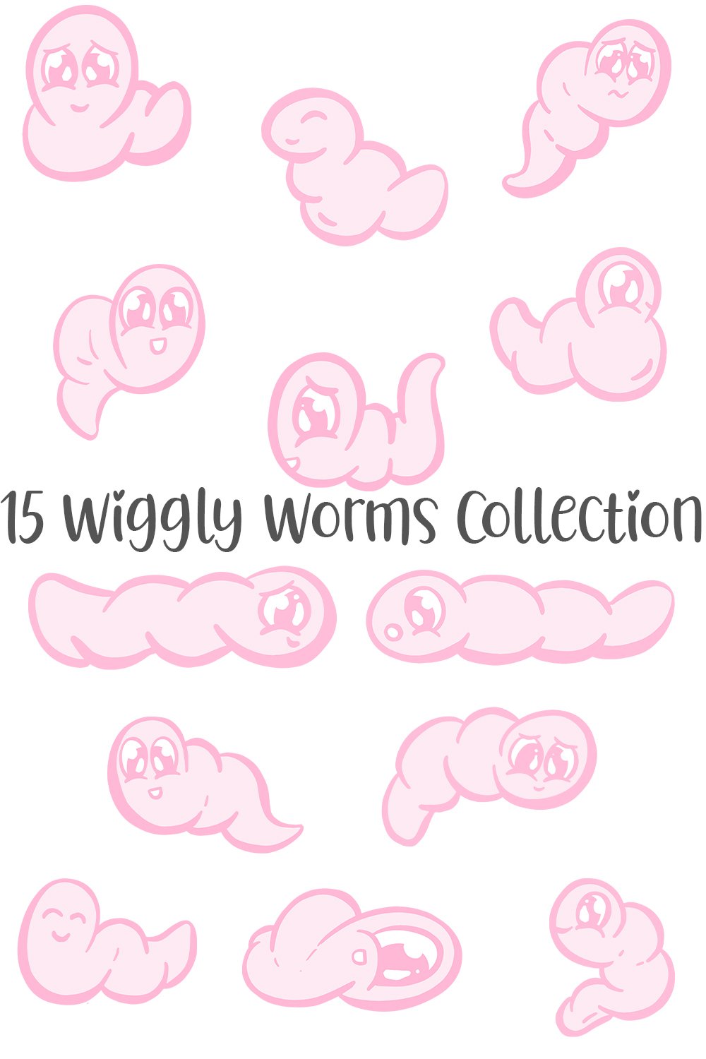 Cute Baby Grub Wiggly Pink Worm Insect Creatures SVG Sticker