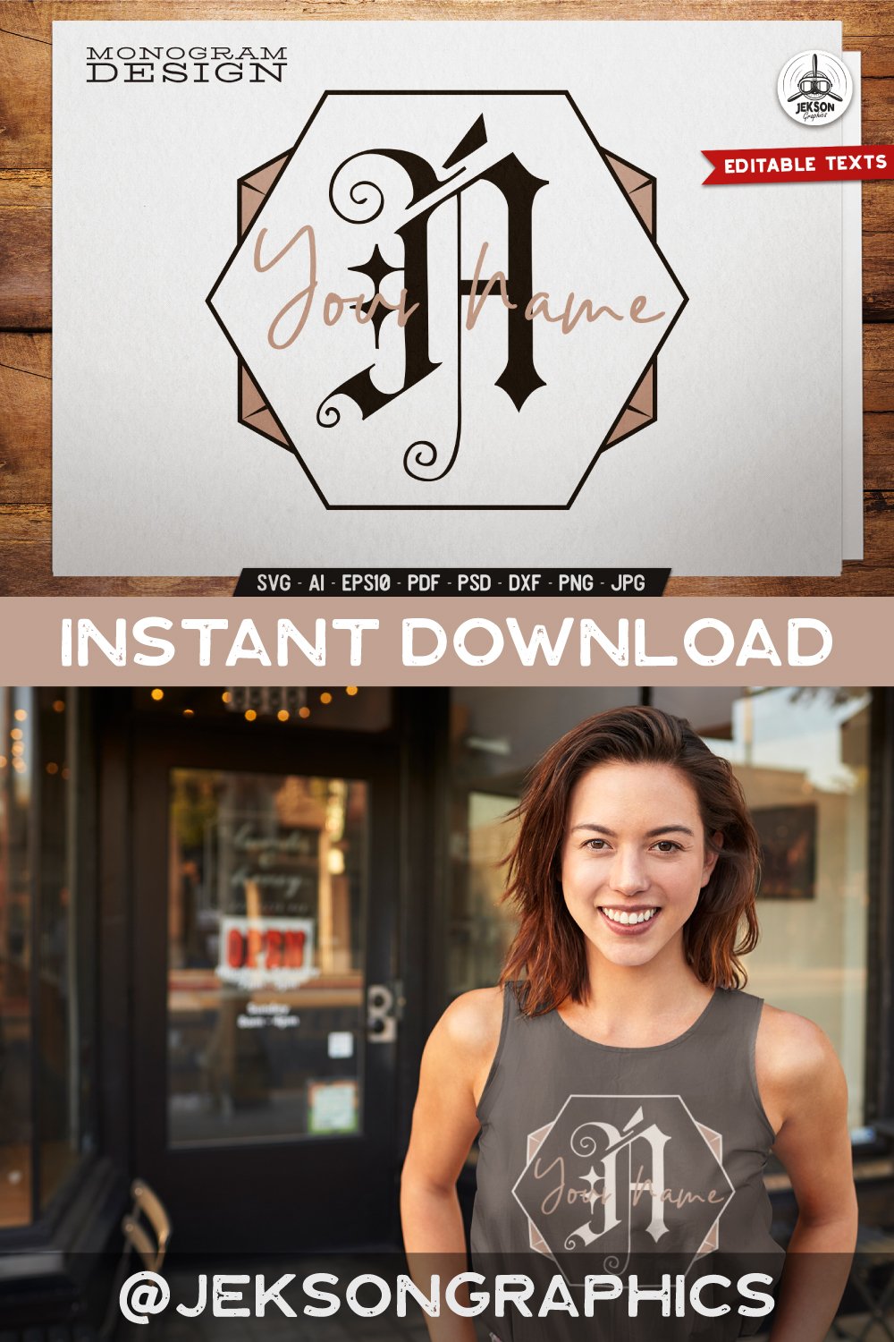 Name Monogram SVG Template Inside Unusual Shape Trendy Color