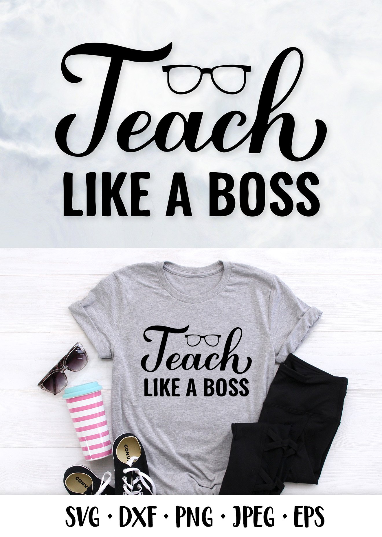 Teach like a boss SVG. Funny teacher quote. Teachers Day