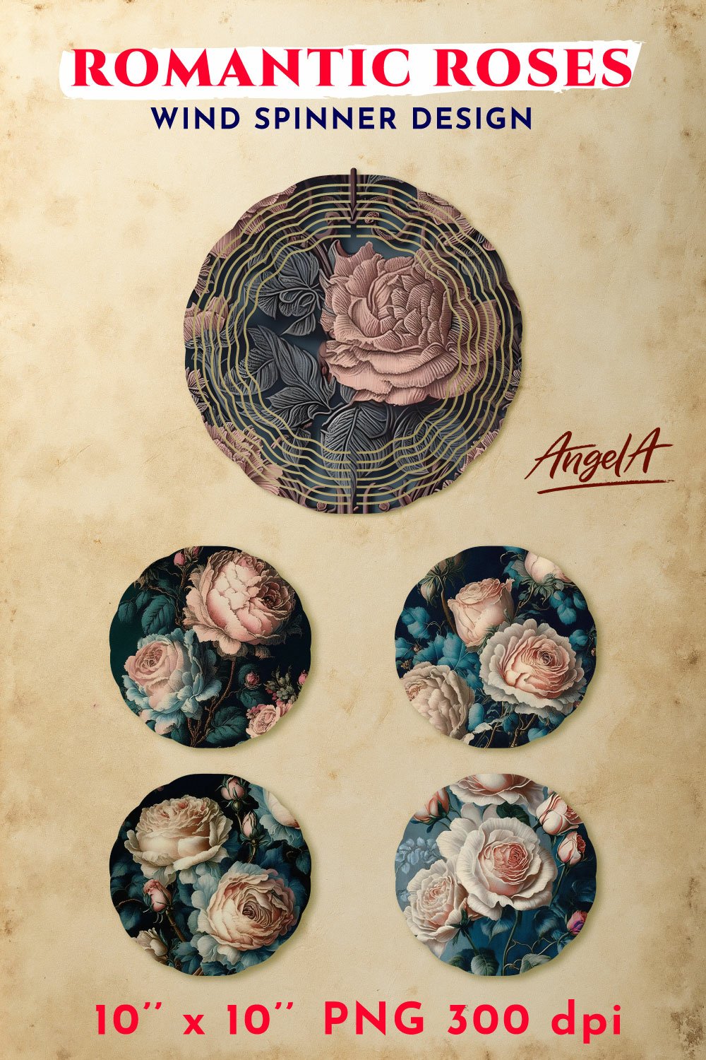 Wind spinner sublimation bundle Pink Roses